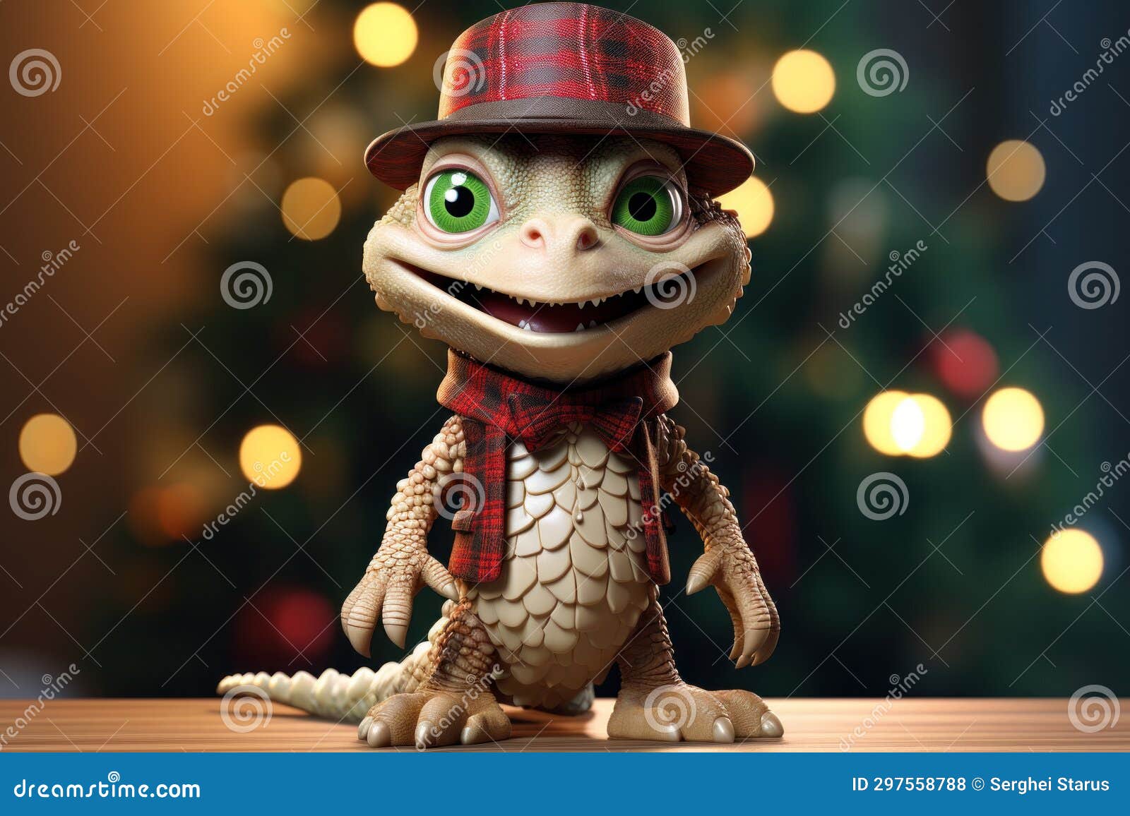 A Lizard Wearing a Hat and Scarf on the Table, AI Stock Photo - Image ...