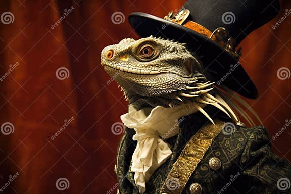 A Lizard Wearing a Top Hat and Jacket Stock Illustration - Illustration ...