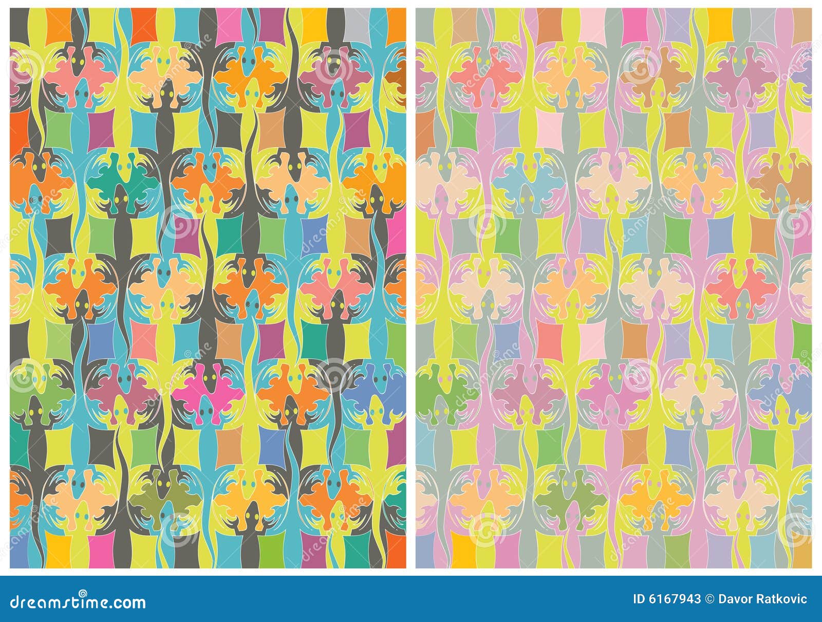 Lizards colorful stock vector. Illustration of ornament - 6167943
