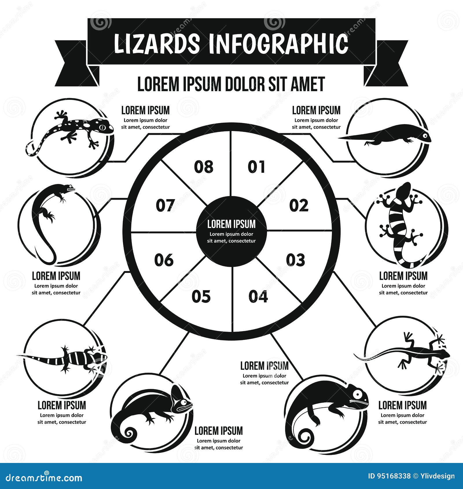 Lizards Infographic Concept, Simple Style Stock Vector - Illustration ...