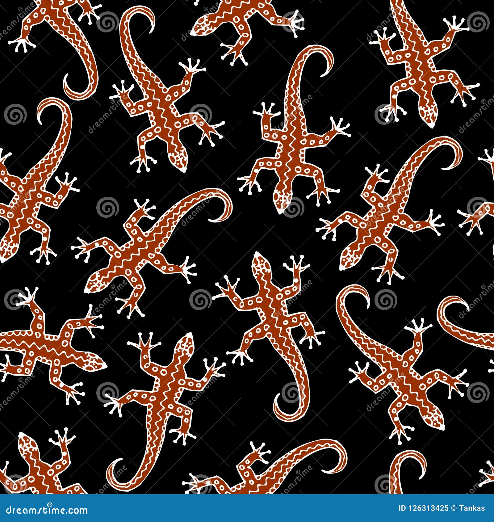 Seamless Vector Square Pattern. Brown Lizards Pattern. Stock Vector ...