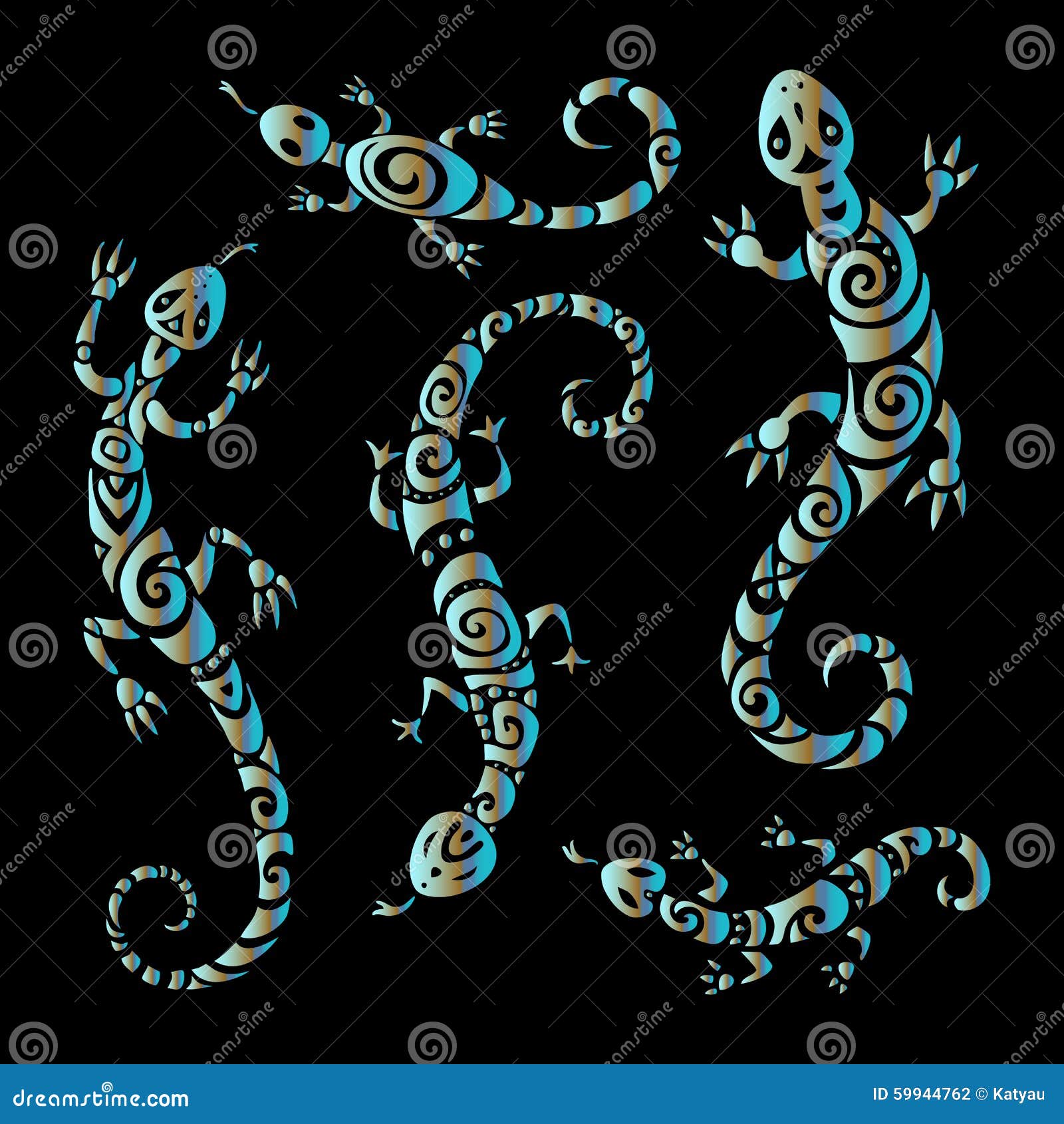 Lizards. Polynesian Tattoo Style Stock Vector - Illustration of aztec ...