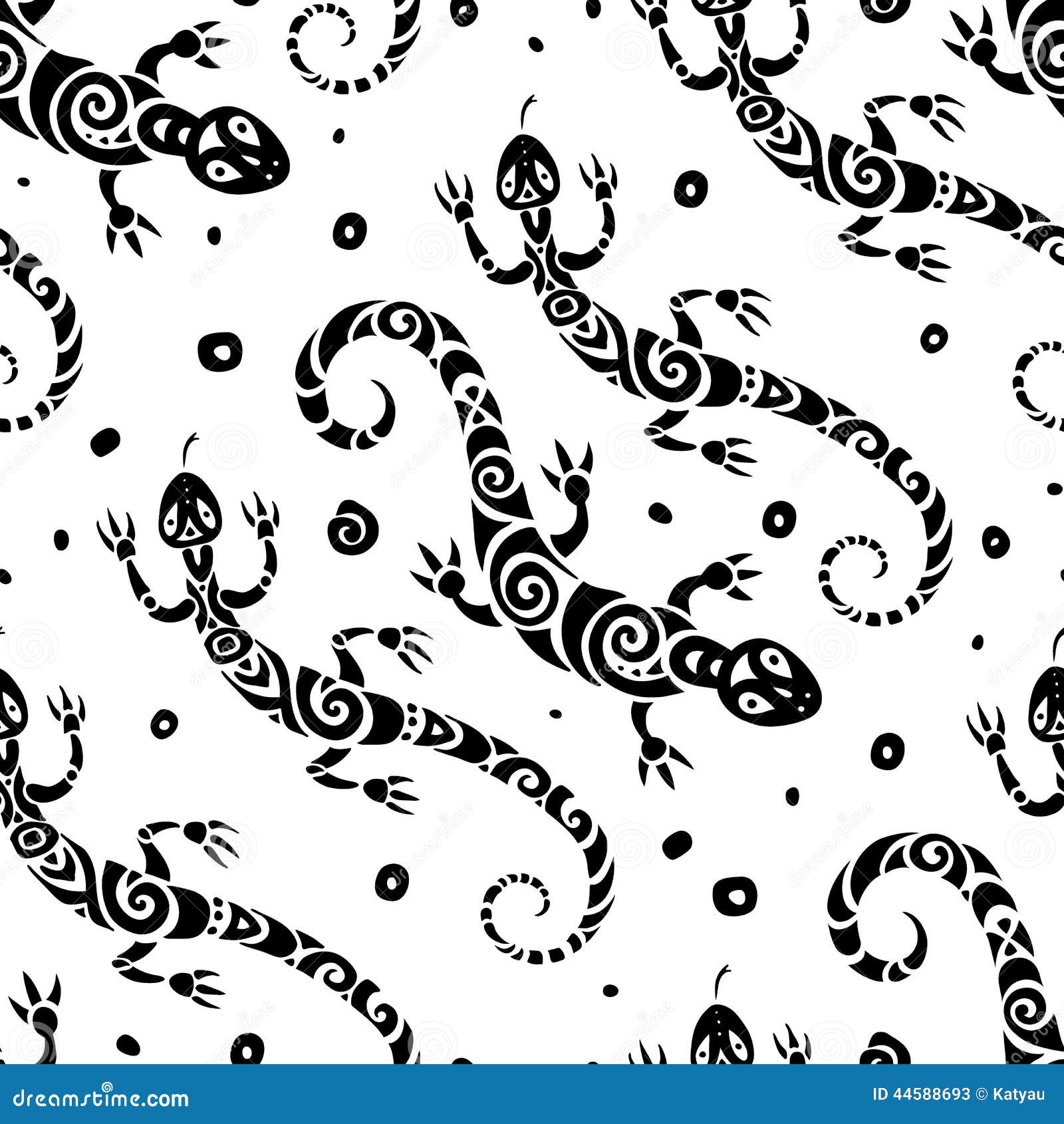 Tribal Lizards Pattern Cartoon Vector | CartoonDealer.com #156772377