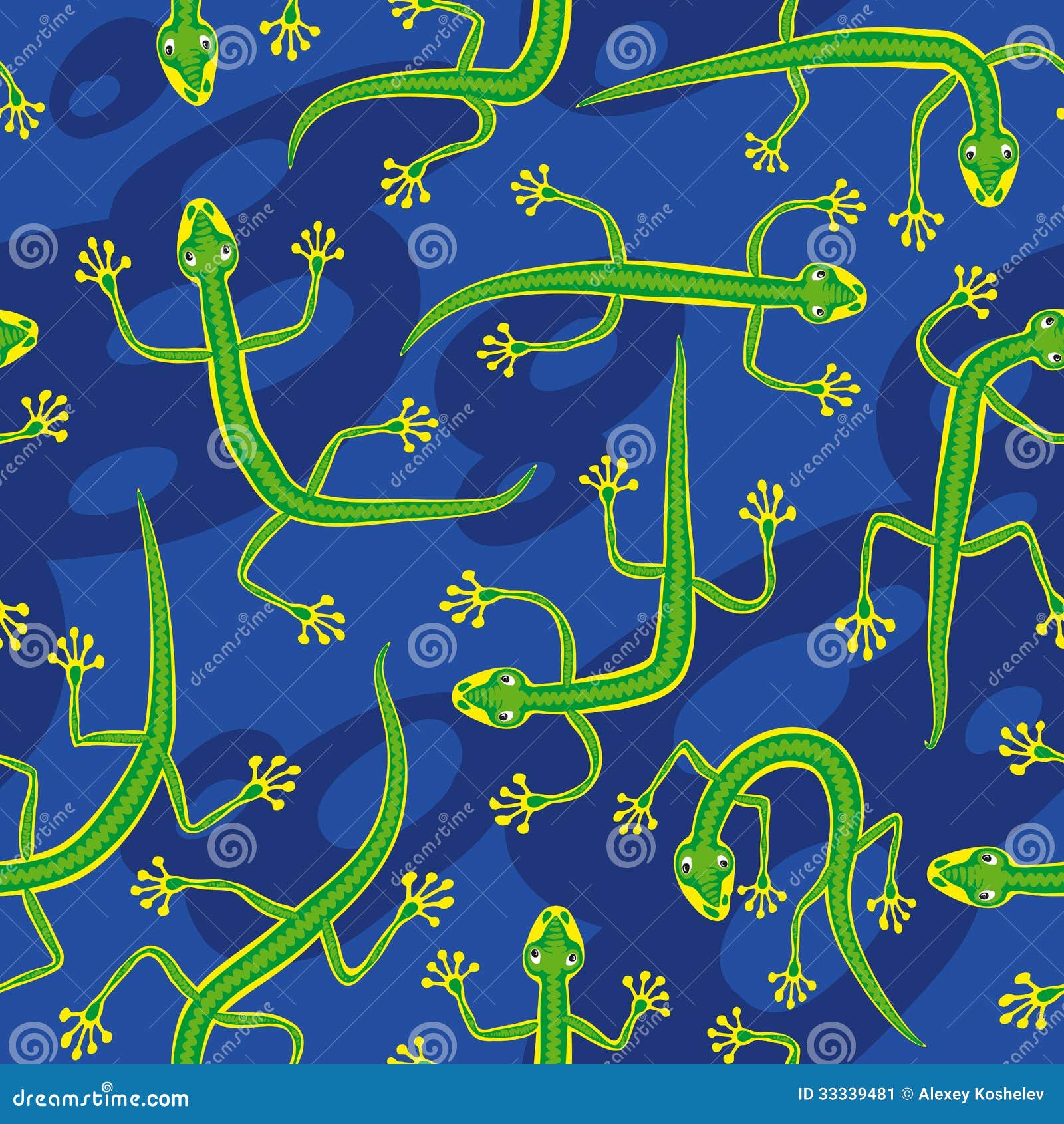 Set Of Green Lizards On The White Background. Watercolor Painting ...