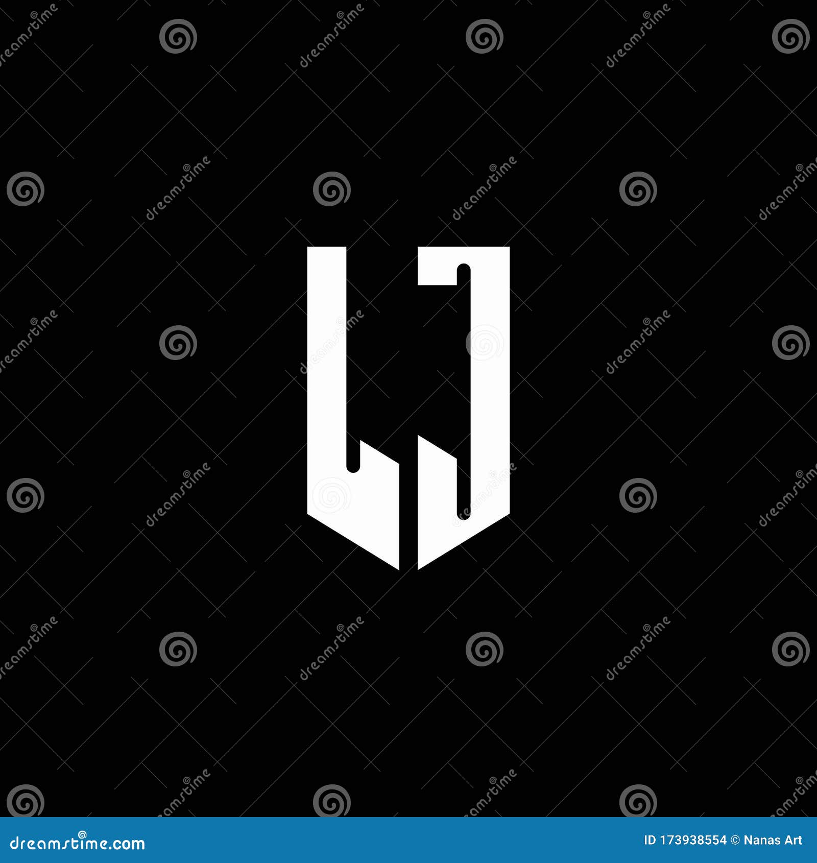 LJ Logo Monogram with Emblem Style Isolated on Black Background Stock ...