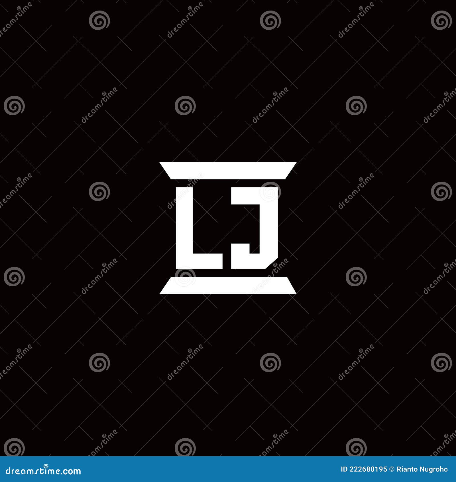 LJ Logo Monogram with Pillar Shape Designs Template Stock Vector ...