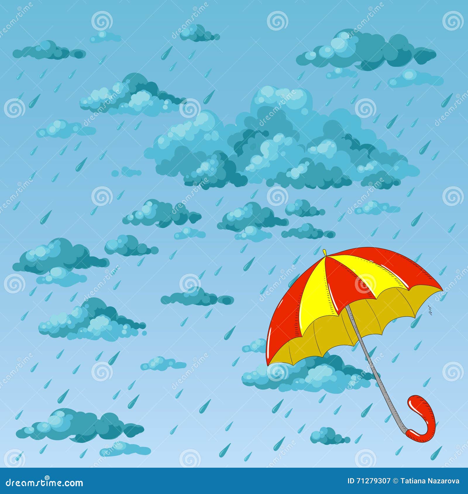 Ljust paraply och regn stock illustrationer. Illustration av molnigt ...