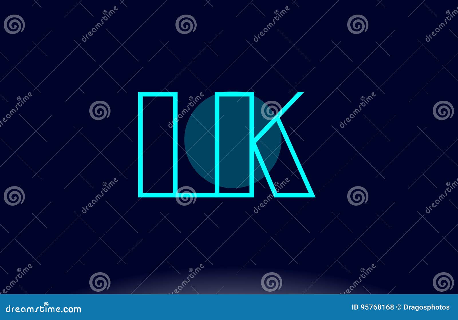 Lk L K Blue Line Circle Alphabet Letter Logo Icon Template Vector