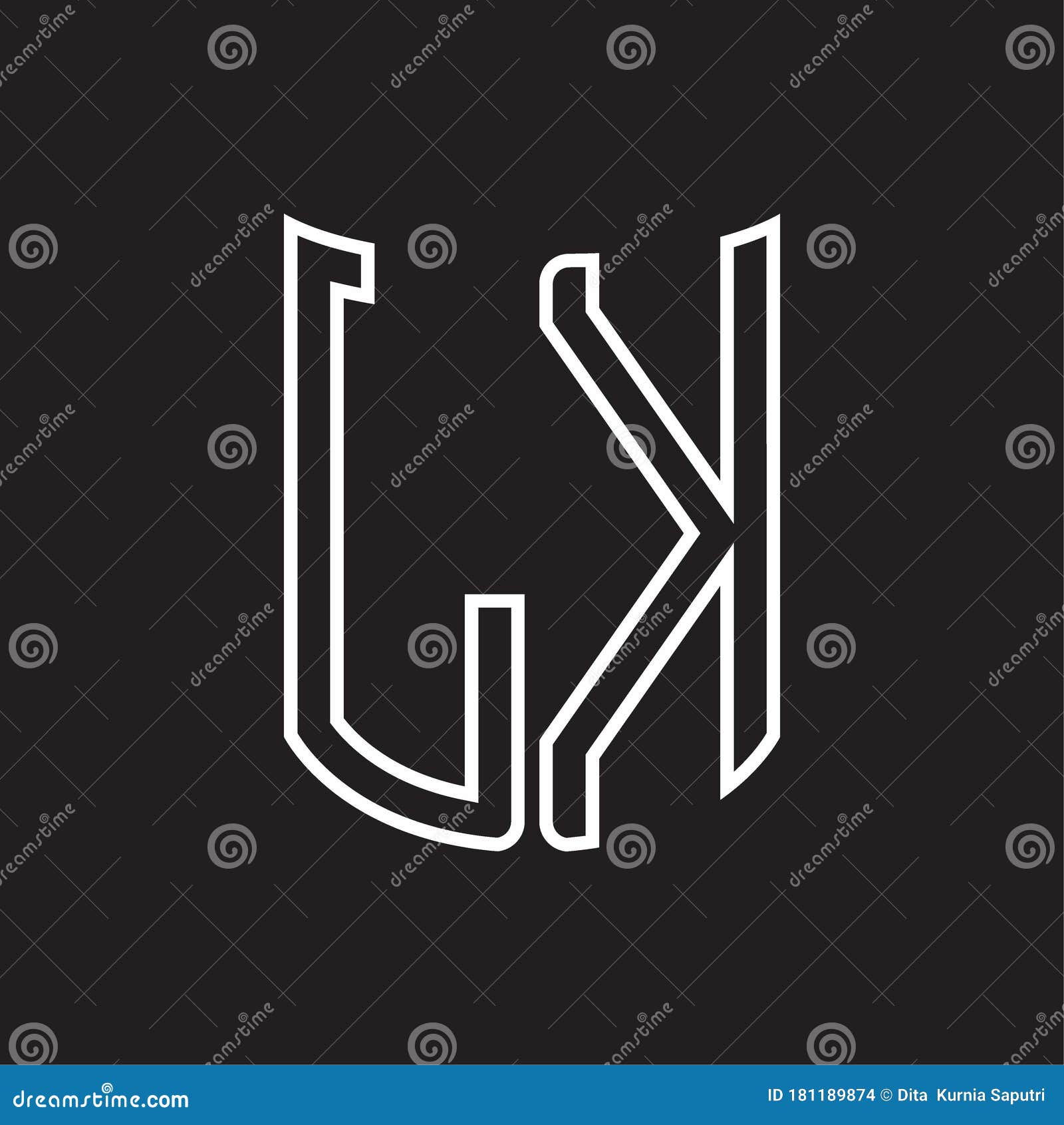 LK Logo Monogram with Ribbon Style Outline Design Template Stock Vector ...