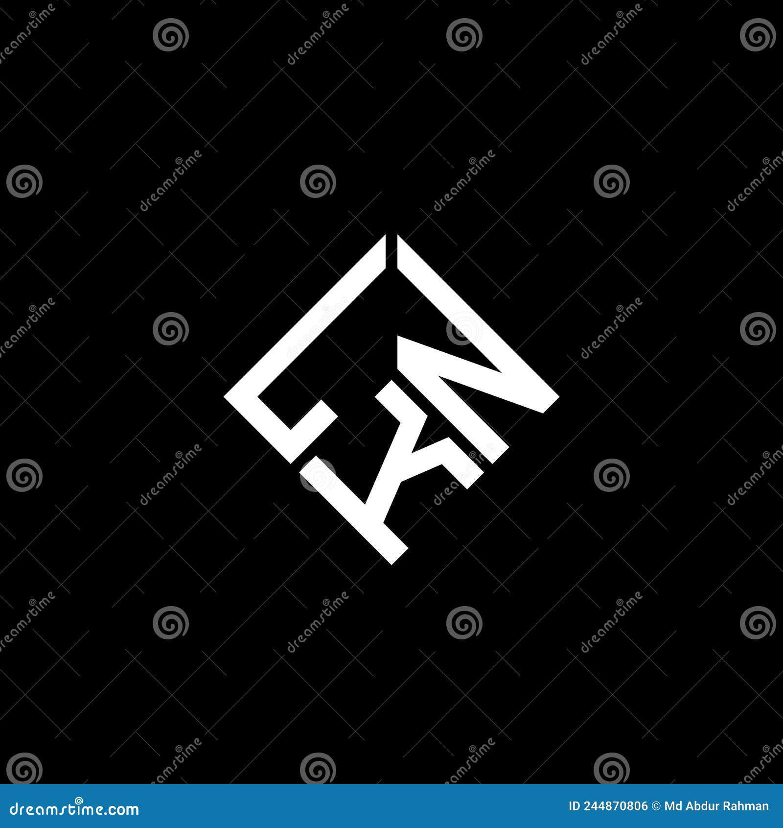 LKN Letter Logo Design on Black Background. LKN Creative Initials ...