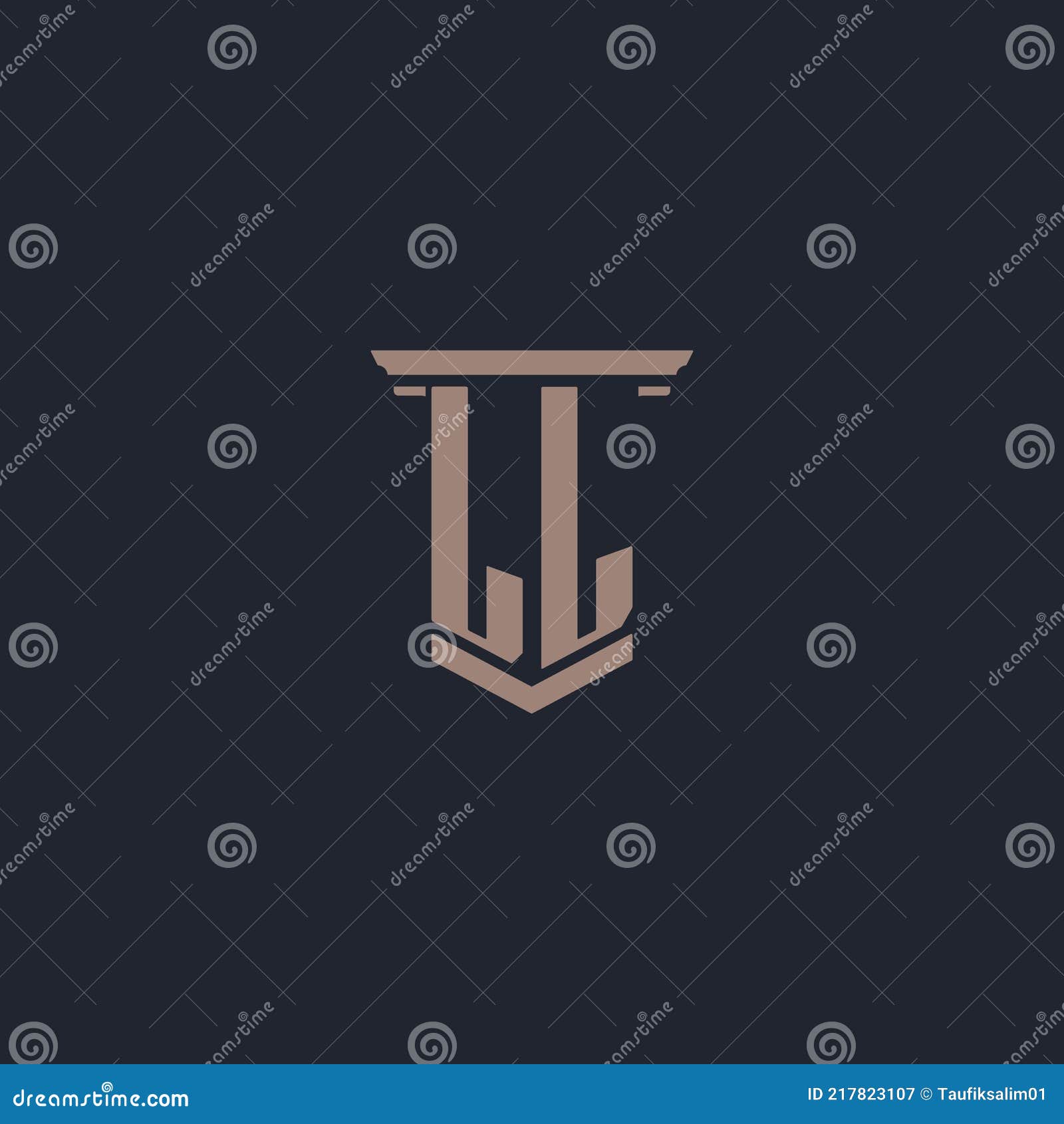 LL Initial Monogram Logo with Pillar Style Design Stock Vector ...