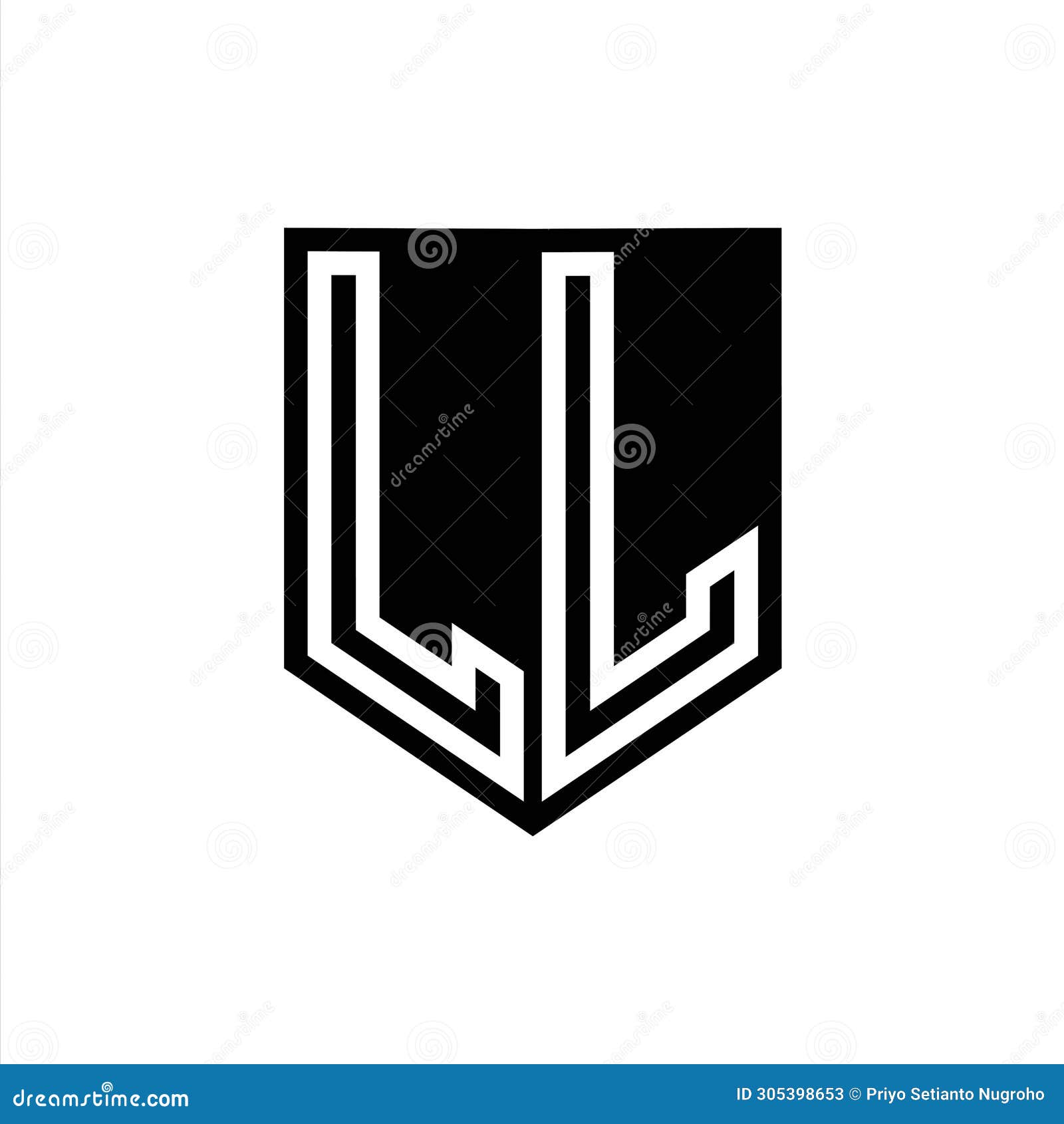LL Letter Logo Monogram Shield Geometric Line Inside Shield Design ...