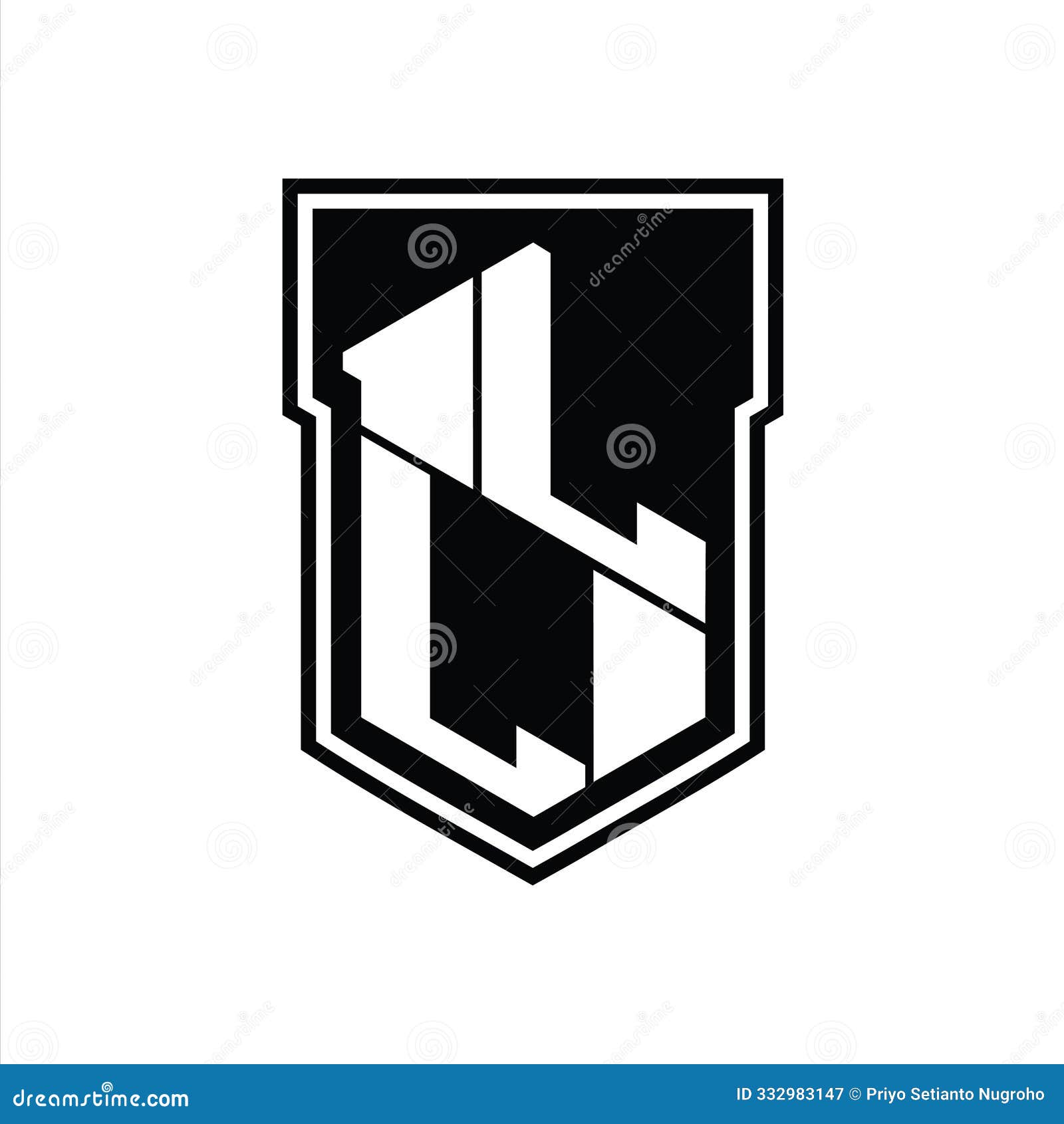 LL Logo Monogram Hexagon Geometric Up and Down Inside Shield Isolated ...