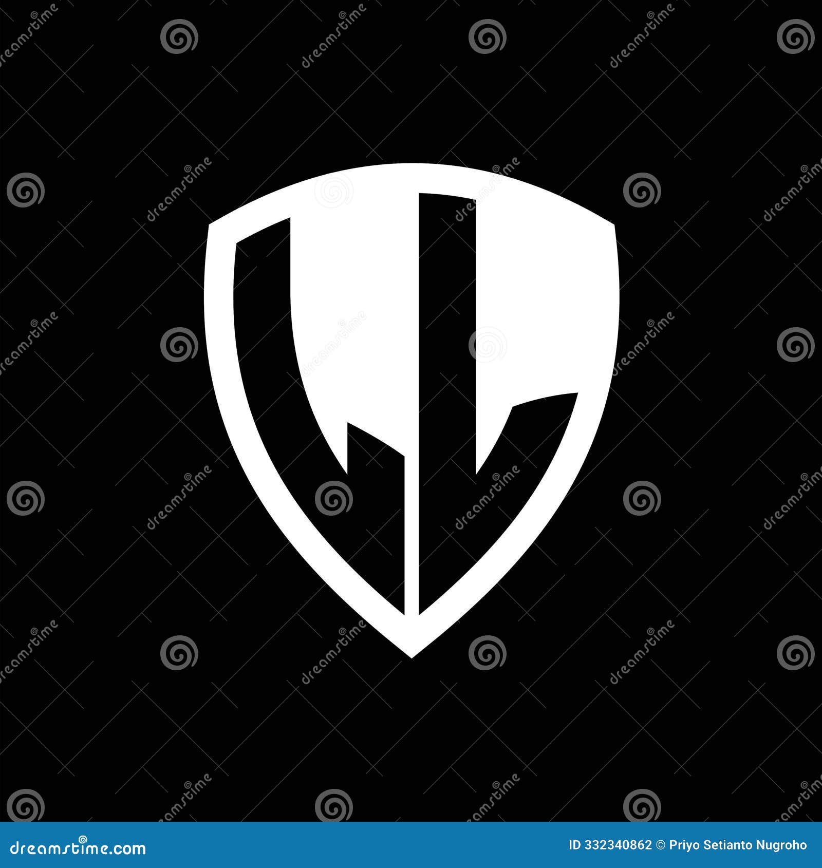 LL Monogram Logo with Bold Letters Shield Shape with Black and White ...