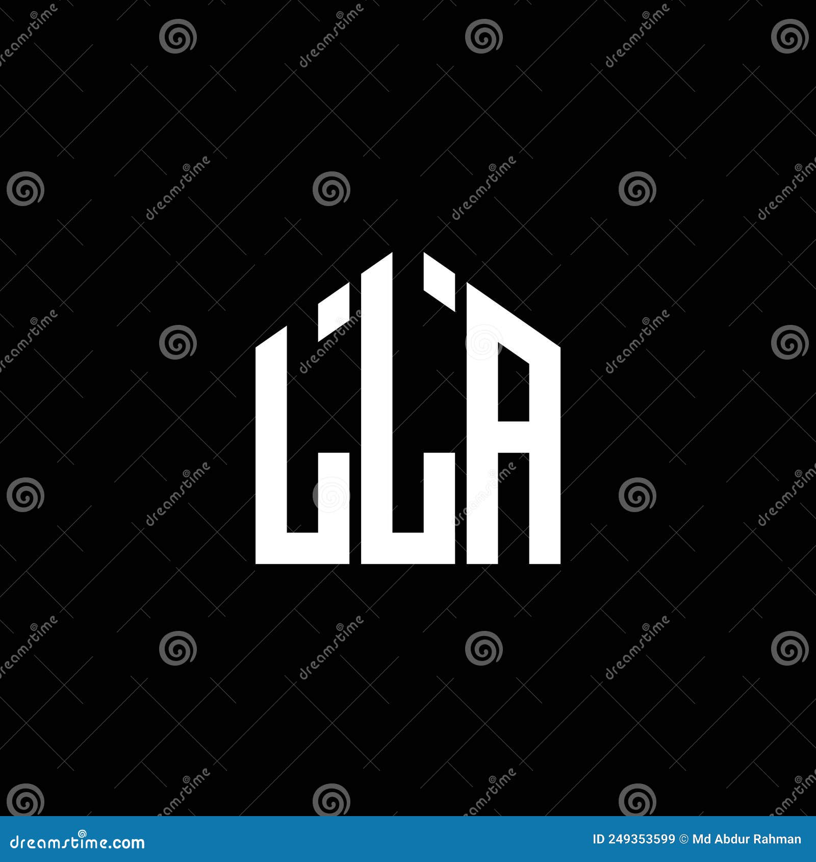 LLA Letter Logo Design on BLACK Background. LLA Creative Initials ...