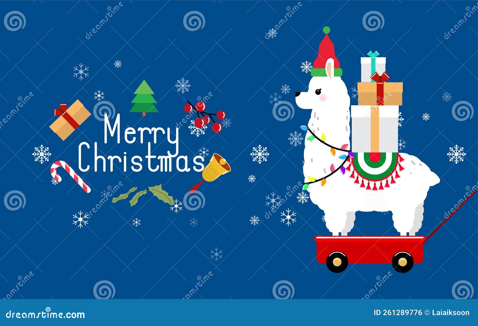 Cute Llama and Alpaca with Christmas Holidays Theme. Cute Design for ...