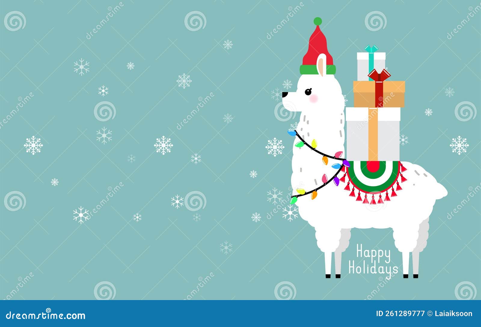 Cute Llama and Alpaca with Christmas Holidays Theme. Cute Design for ...