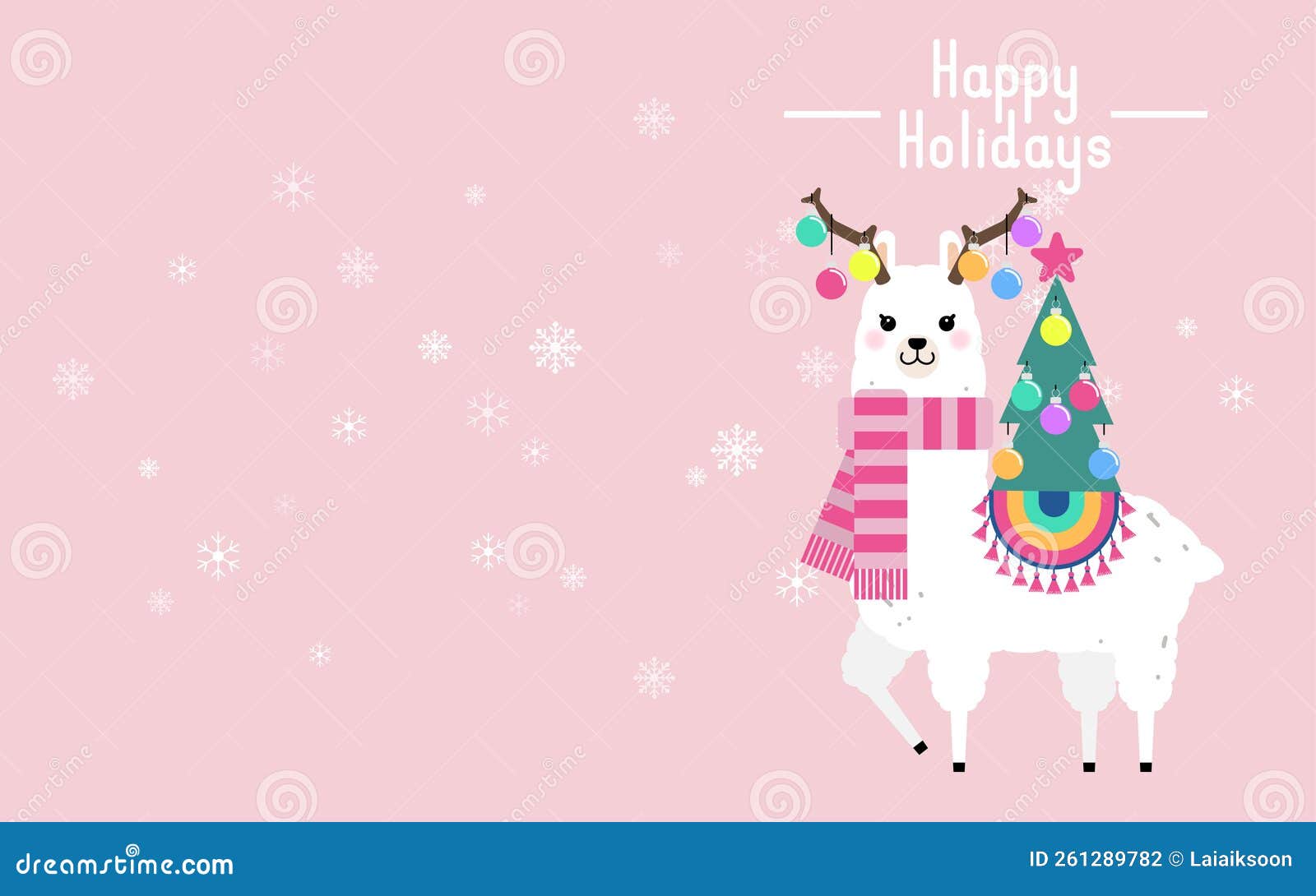 Cute Llama and Alpaca with Christmas Holidays Theme. Cute Design for ...