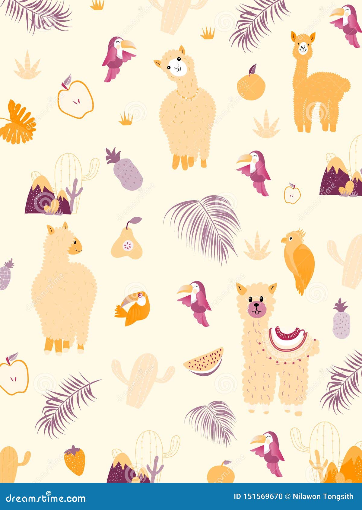 Llama And Cactus Clipart Bundle,No Drama Llamas Graphics Set Vector Illustration | CartoonDealer ...