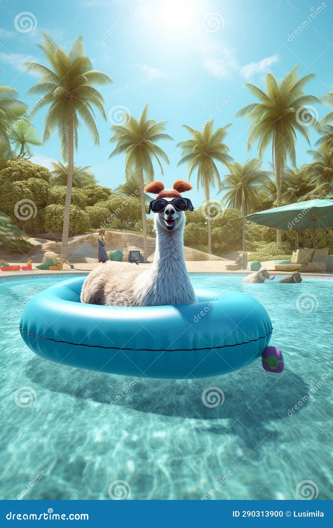 Llama with Float and Sunglasses Stock Illustration - Illustration of ...