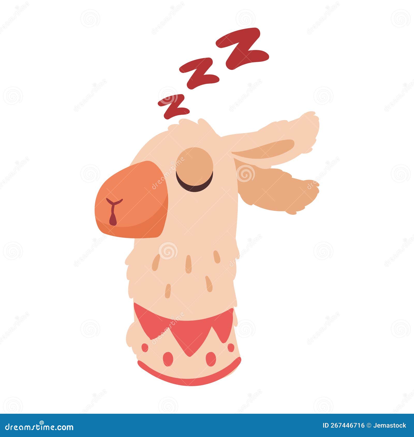 Llama Sleeping In Bed. Lama Cute Animal Alpaca. Cartoon Vector ...