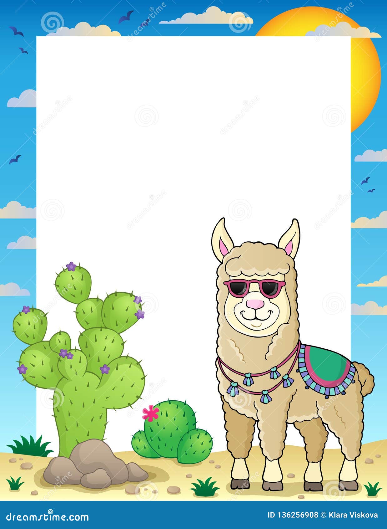 Llama with Sunglasses Theme Frame 1 Stock Vector - Illustration of ...