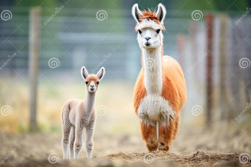 Llama with Young Cria Side by Side Stock Image - Image of andean ...