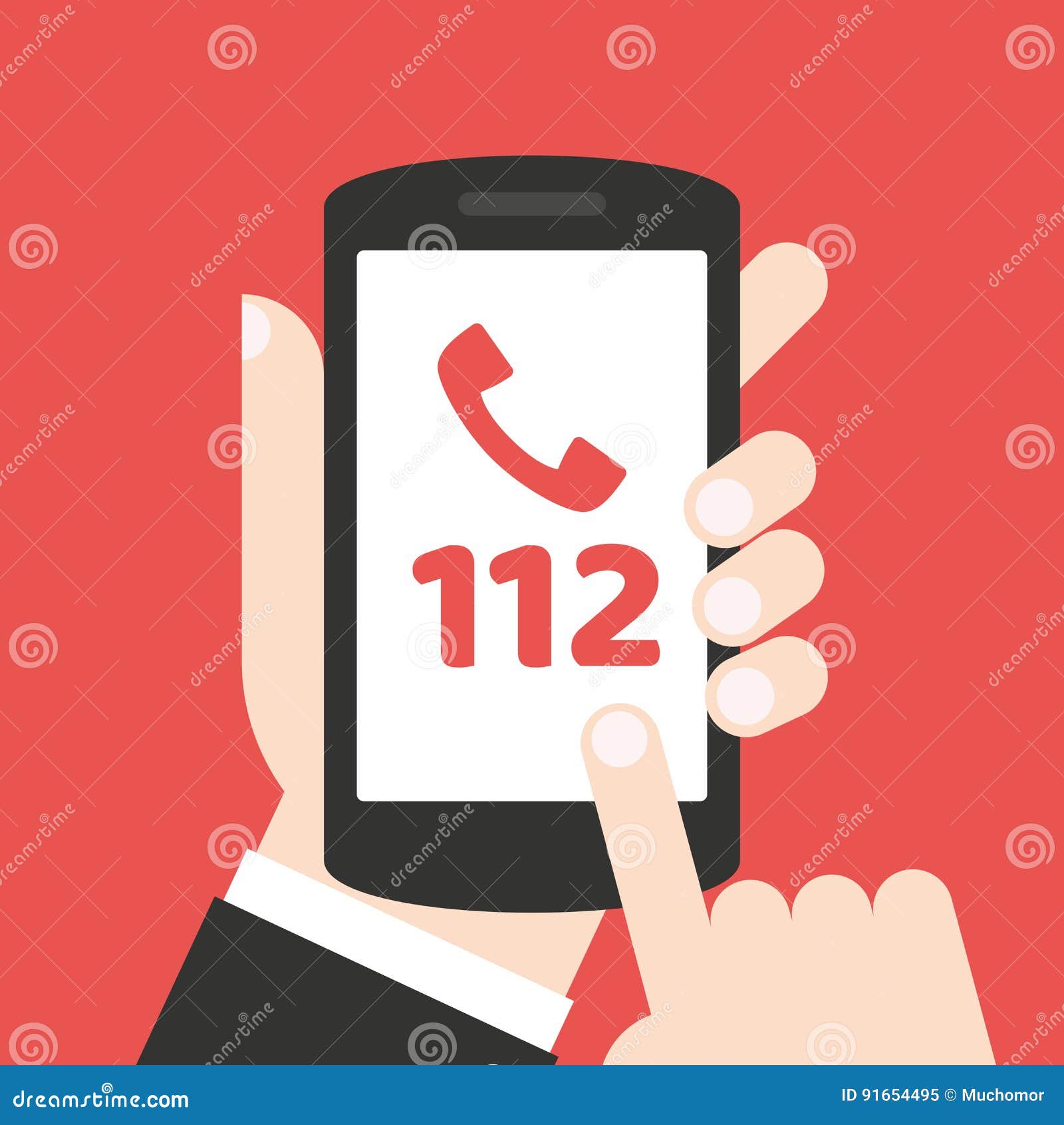 Llamada De Emergencia Número 112 - Concepto Stock de ilustración ...