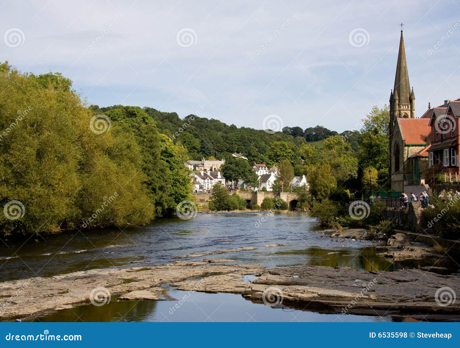 Llangollen river scene stock photo. Image of liquid, town - 6535598