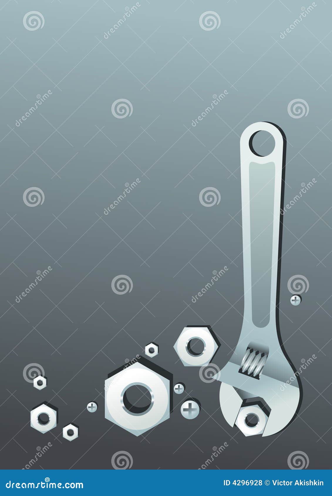 Llave Inglesa, Tornillo Y Tuercas En Fondo Negro Ilustración del Vector ...