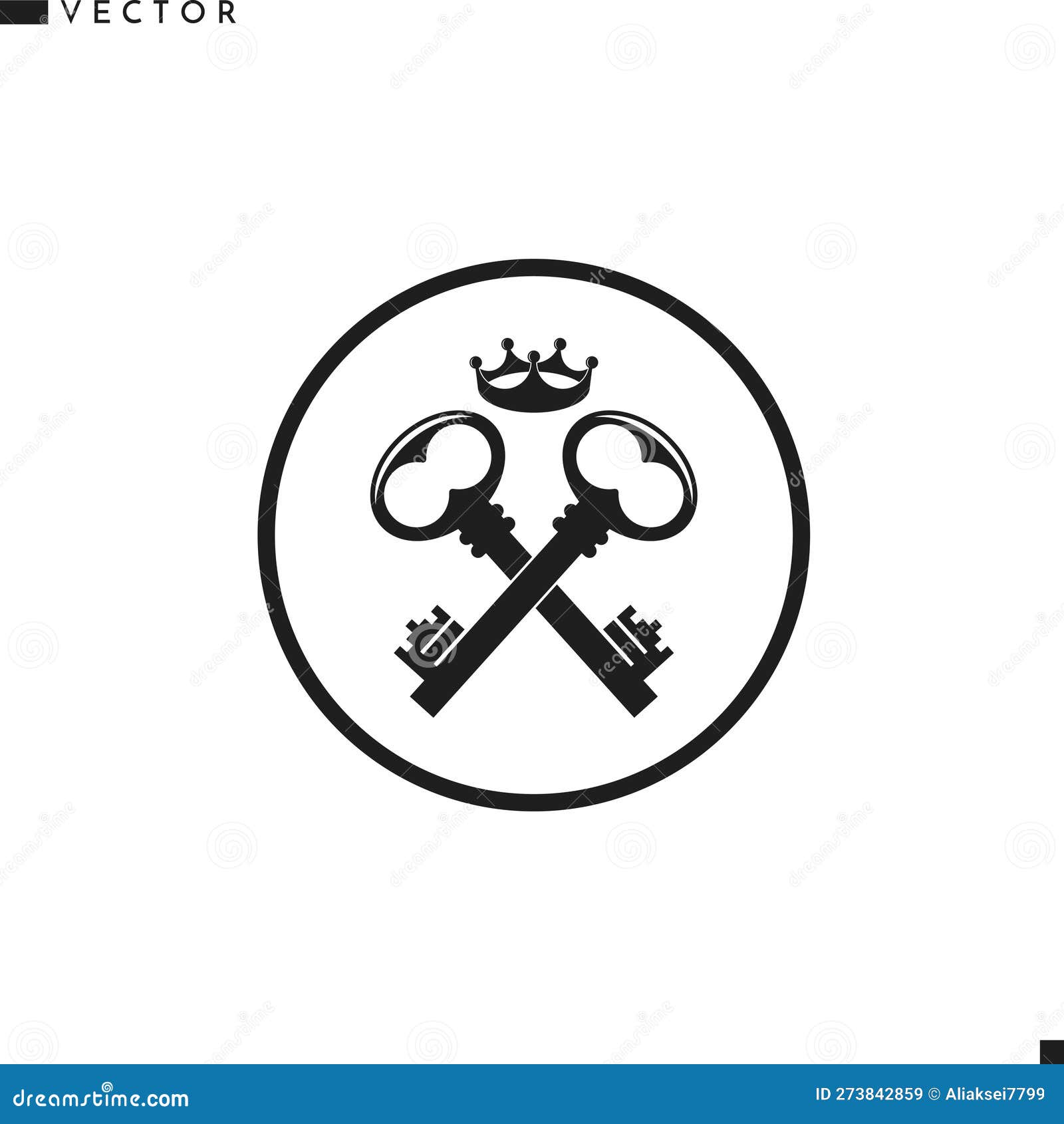 Llaves Antiguas Con Corona. Estilo Vintage Ilustración del Vector ...