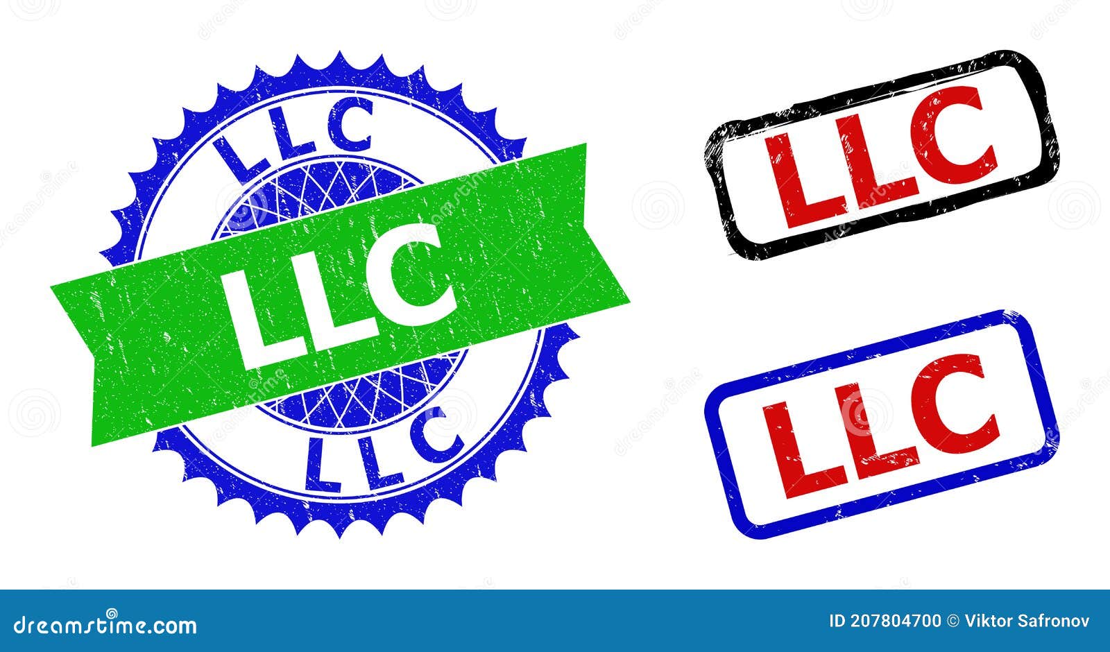 LLC Rosette and Rectangle Bicolor Badges with Rubber Textures Stock ...