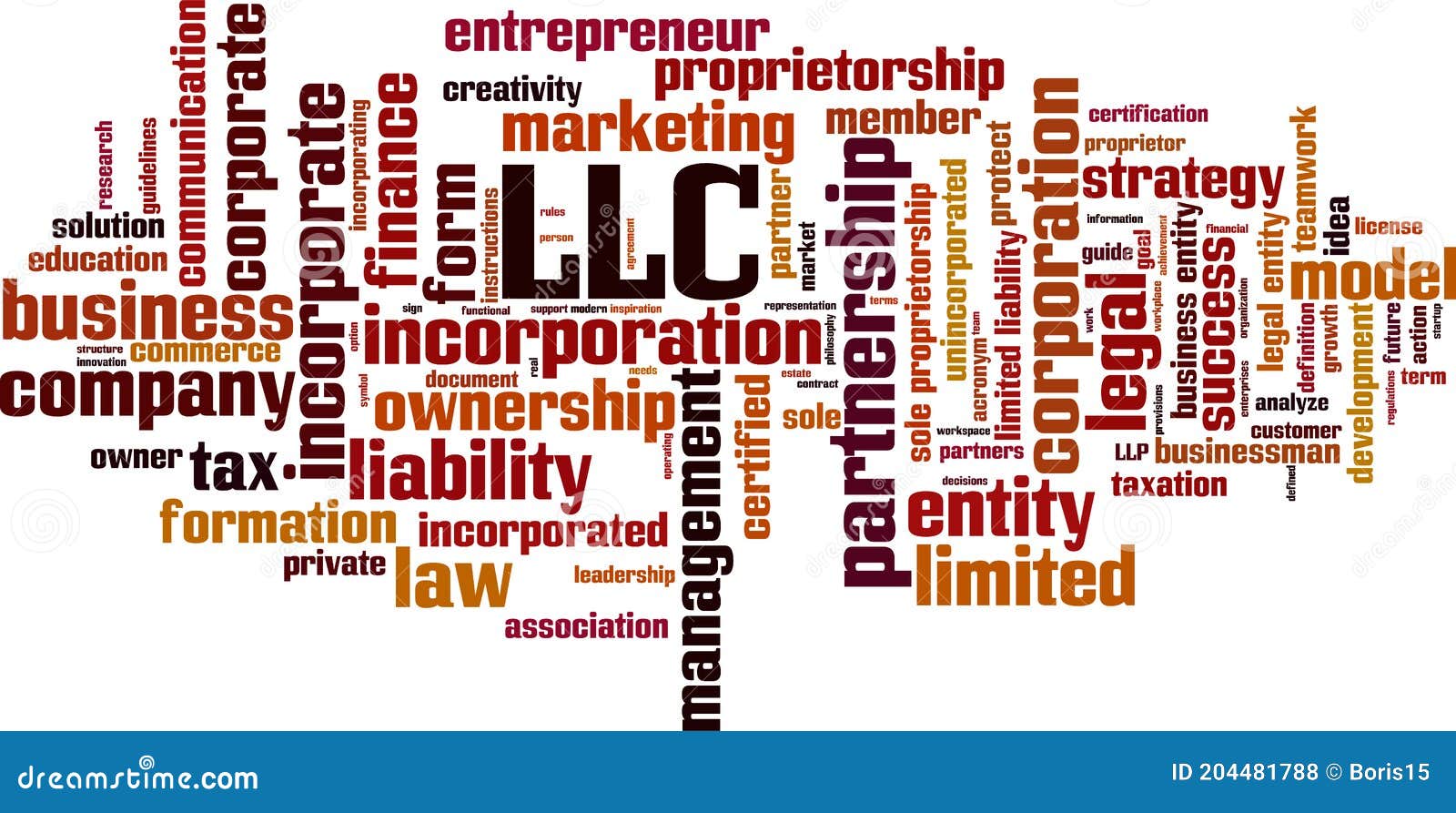 LLC word cloud stock vector. Illustration of proprietorship - 204481788