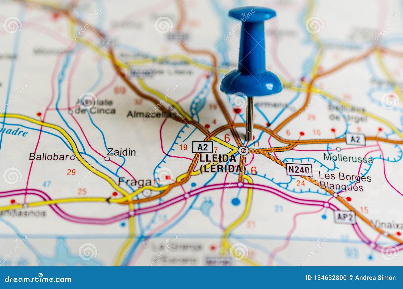 Lleida no mapa foto de stock. Imagem de fundo, cartografia - 134632800