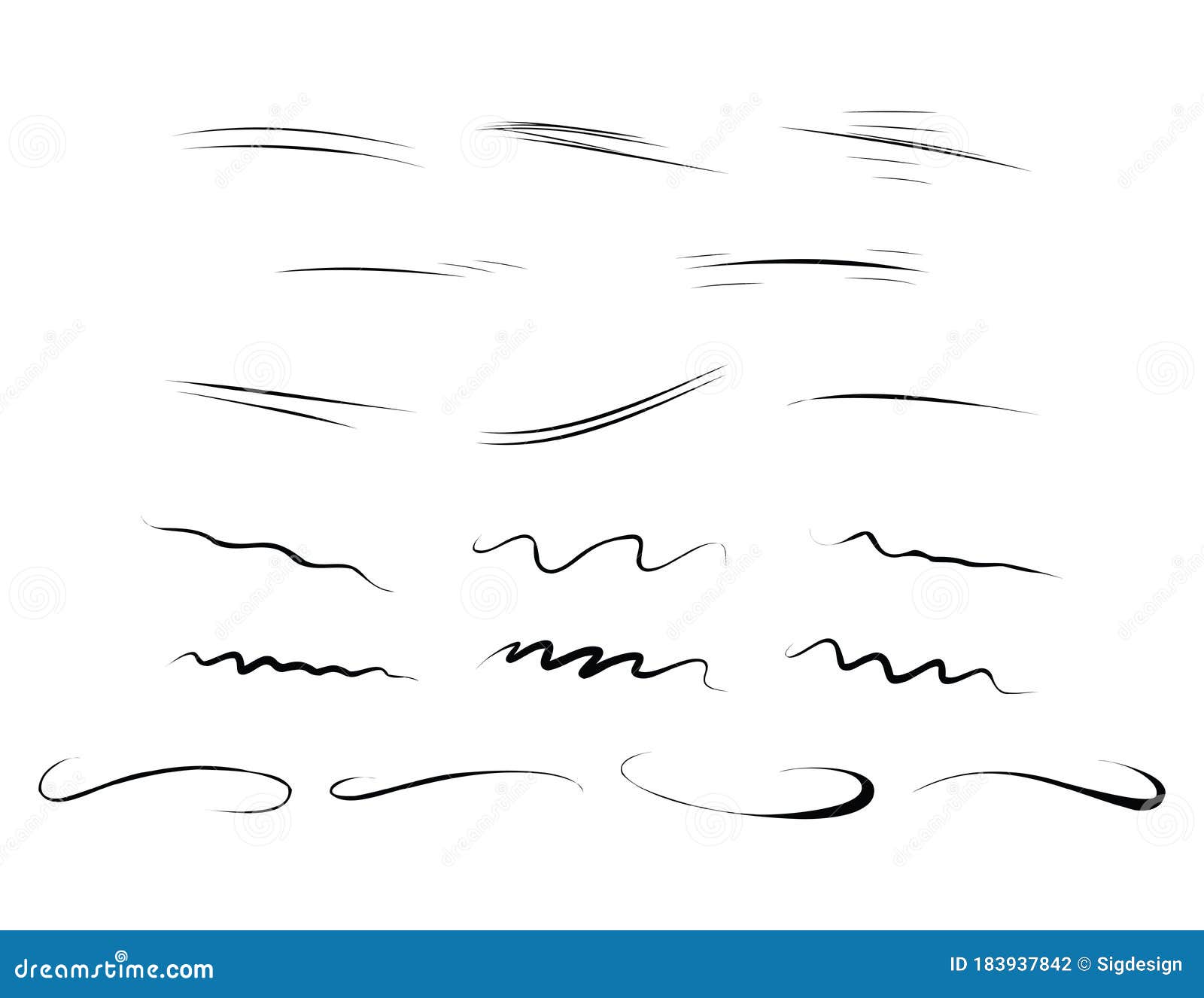 Set of Black Vector Hand Drawn Lines Stock Vector - Illustration of ...