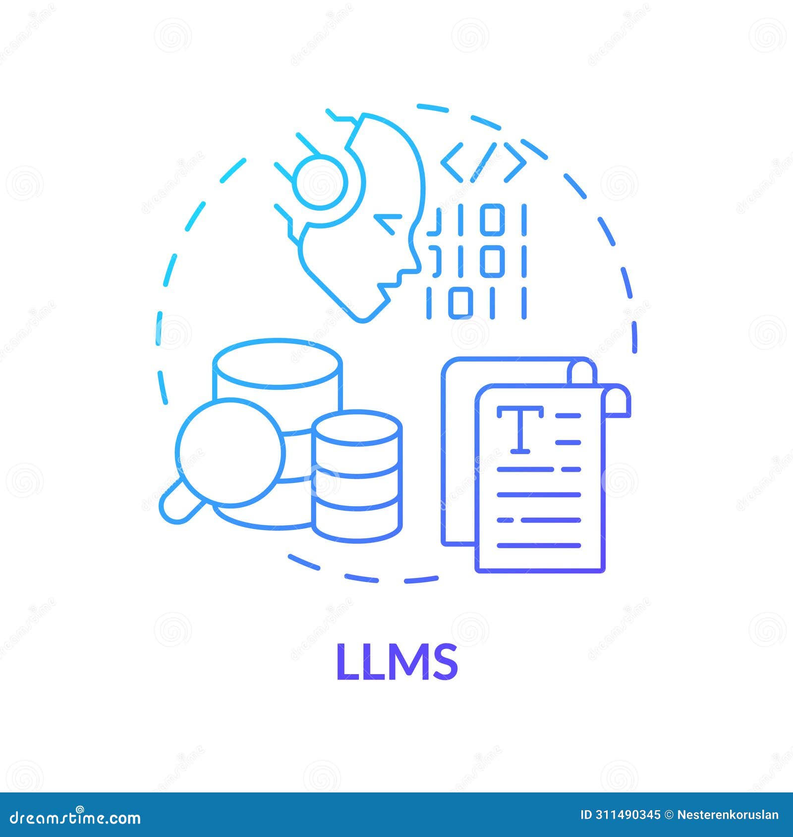 LLM Artificial Intelligence Blue Gradient Concept Icon Stock Vector ...