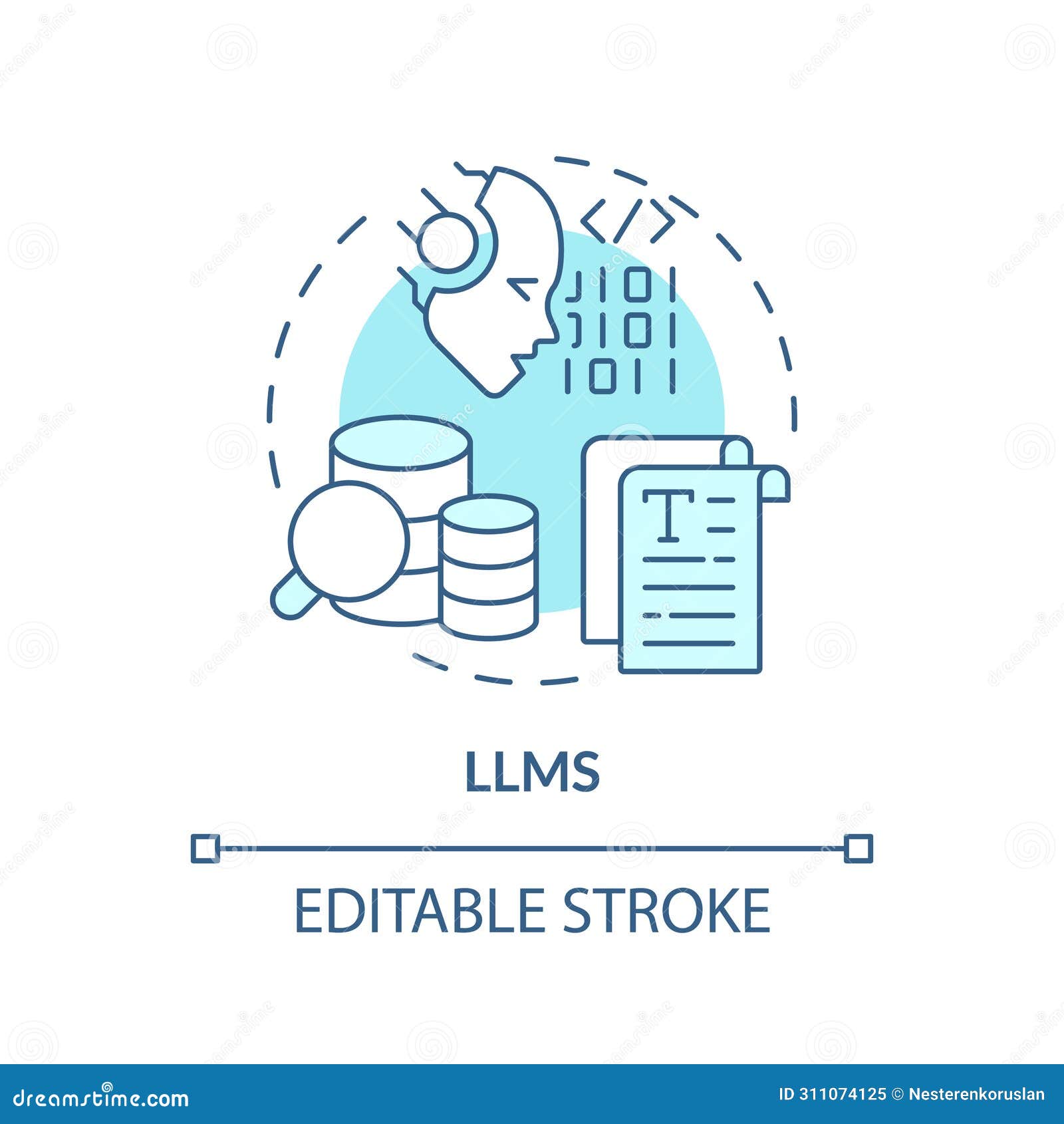 LLM Artificial Intelligence Soft Blue Concept Icon Stock Vector ...