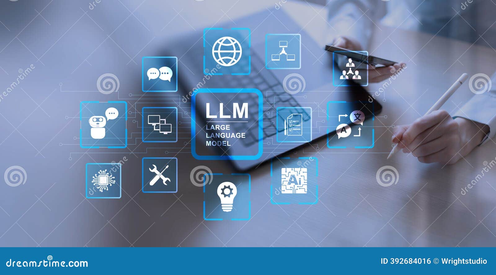 Large Language Model LLM Concept. Rendering Of A 3d Text With Neural ...