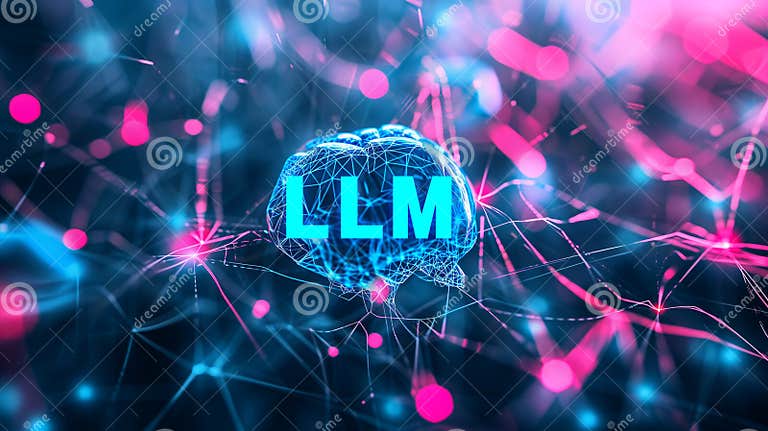LLM Large Language Model Text and Background with Neural Network Stock ...