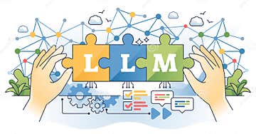 LLM or Large Language Model for Text Generation Outline Hands Concept ...