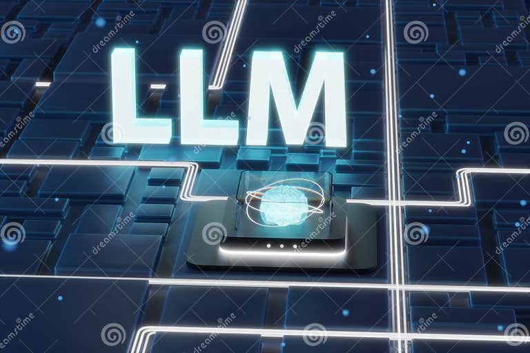 LLM Large Language Models Concept. 3d Rendering of an Artificial Brain ...