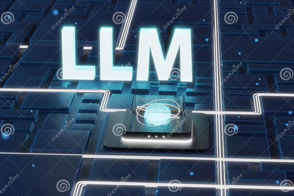 LLM Large Language Models Concept. 3d Rendering of an Artificial Brain ...