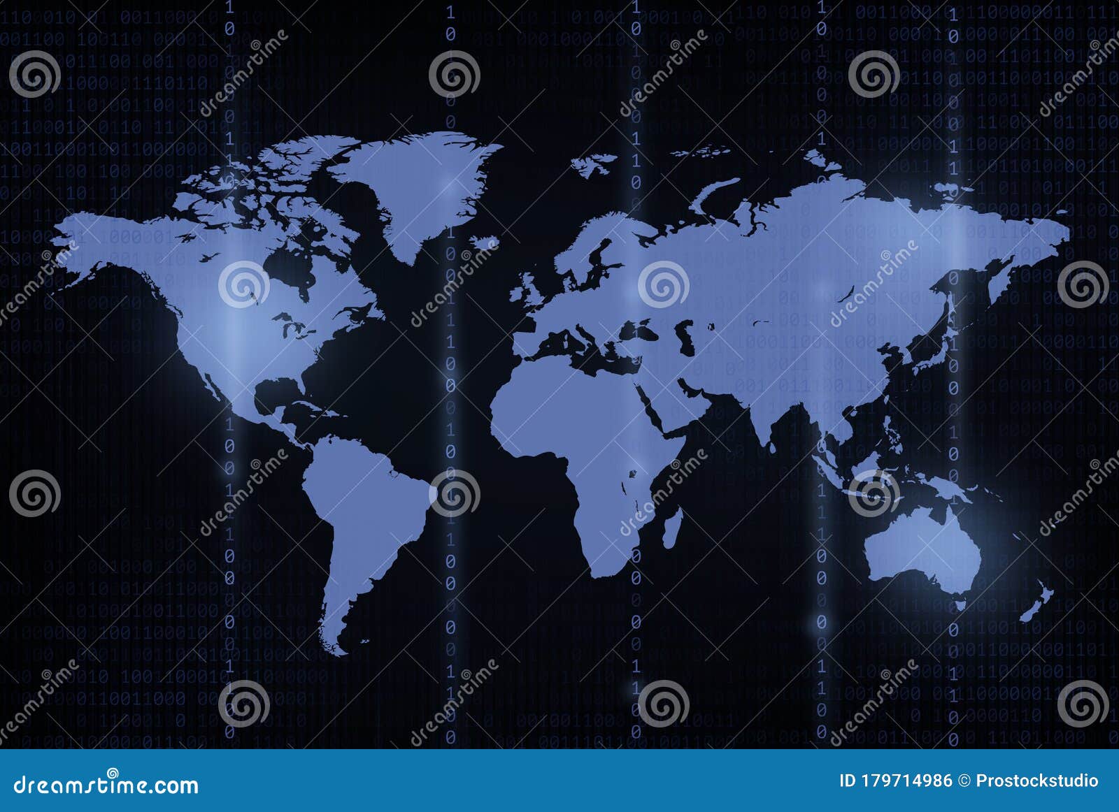 Llustrartion of World Map with Matrix Binary Code Falling Stock ...