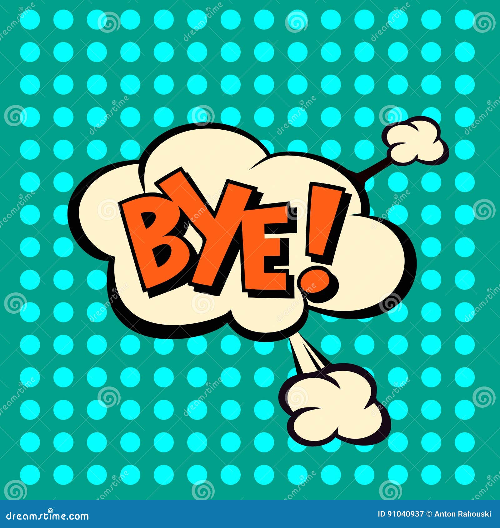 Llustration Bye In Comic Stile, On Cloud Royalty-Free Illustration ...