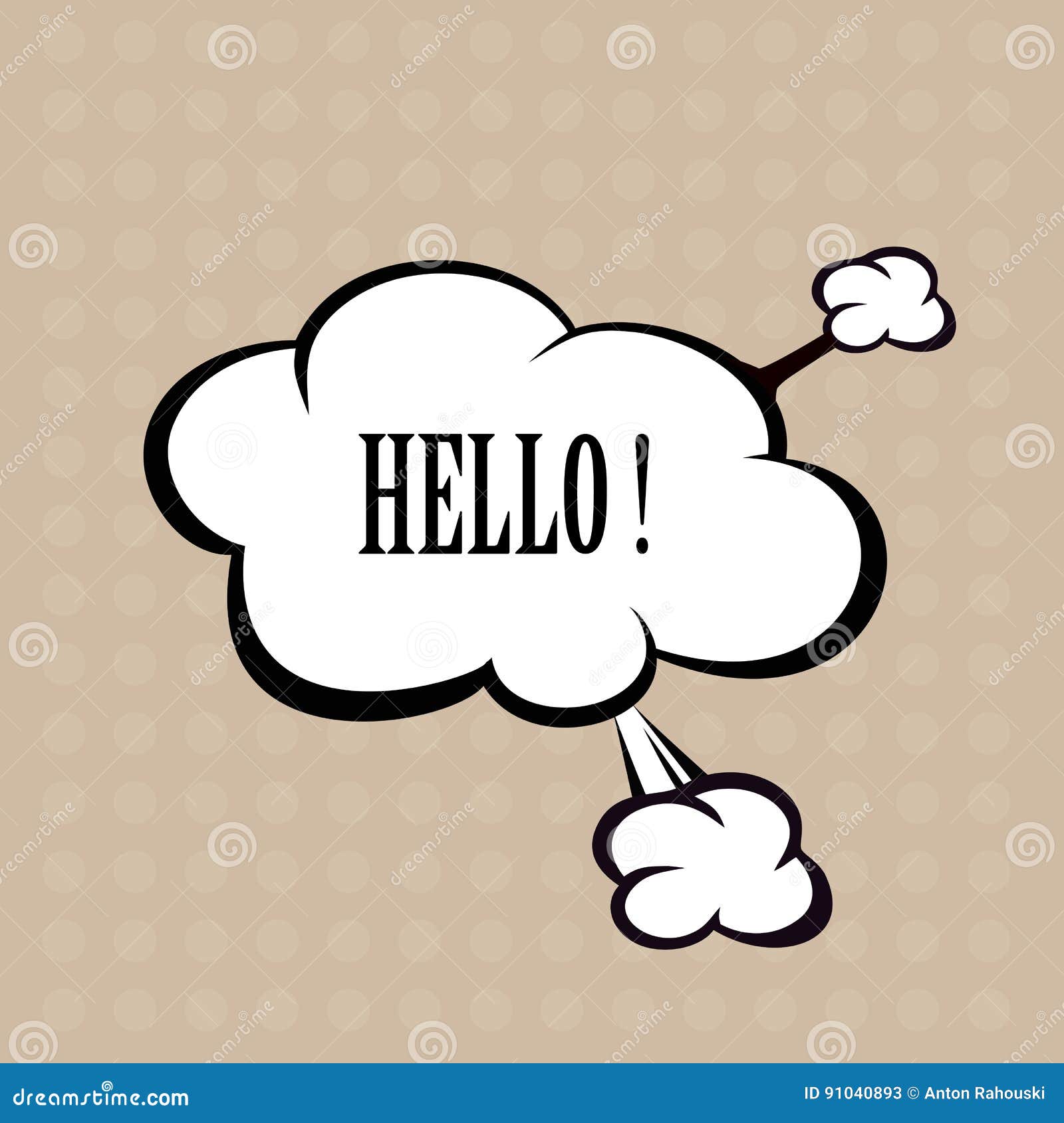 Llustration Hello in Comic Stile, on Cloud Stock Illustration ...