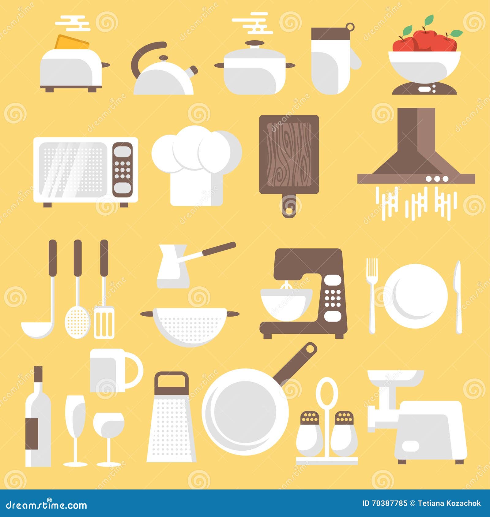 Llustration of Kitchen Tools, Ware and Utensils. Stock Vector ...
