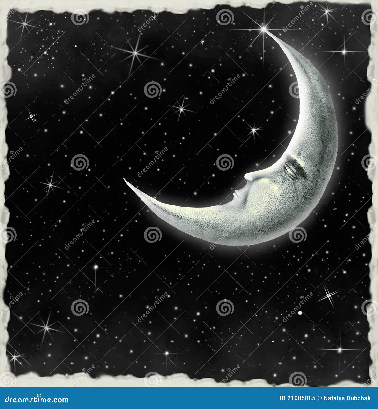 Llustration of a Night Sky with Fantastic Moon Stock Illustration ...