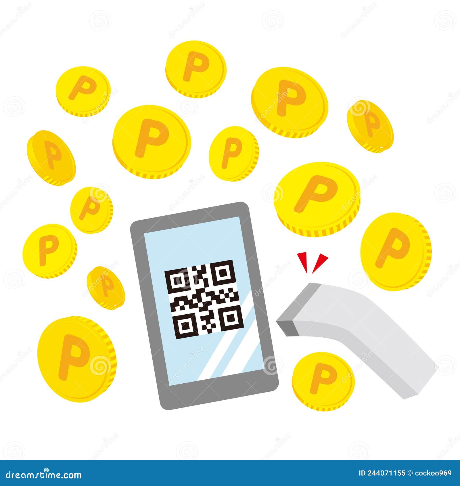 Qr Code Payment Accepted Here With Man Shows Mobile Scan Qr Code Stock ...