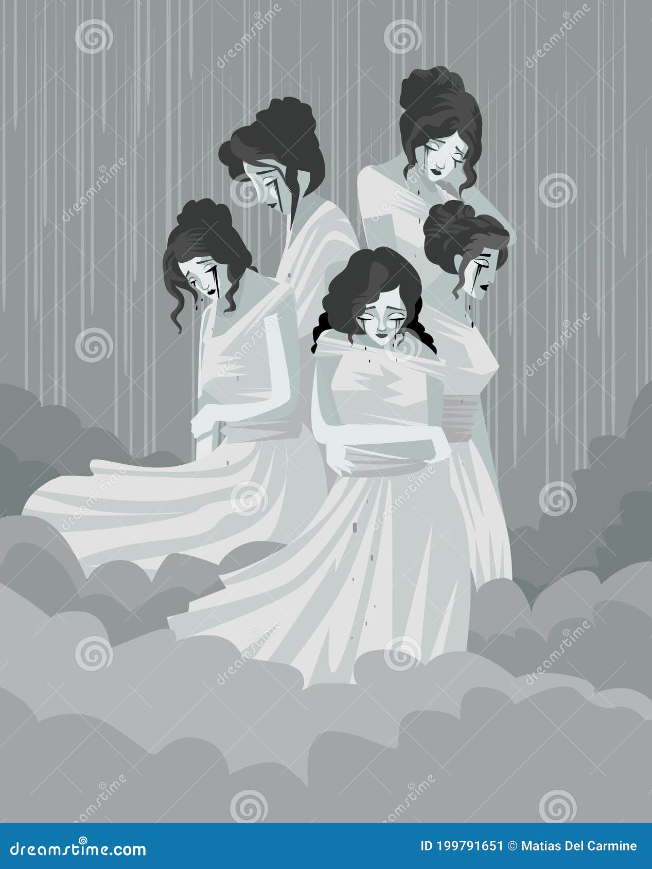 Hyades Rain Makers Sisters Nymphs Greek Mythology Tale Stock Vector ...