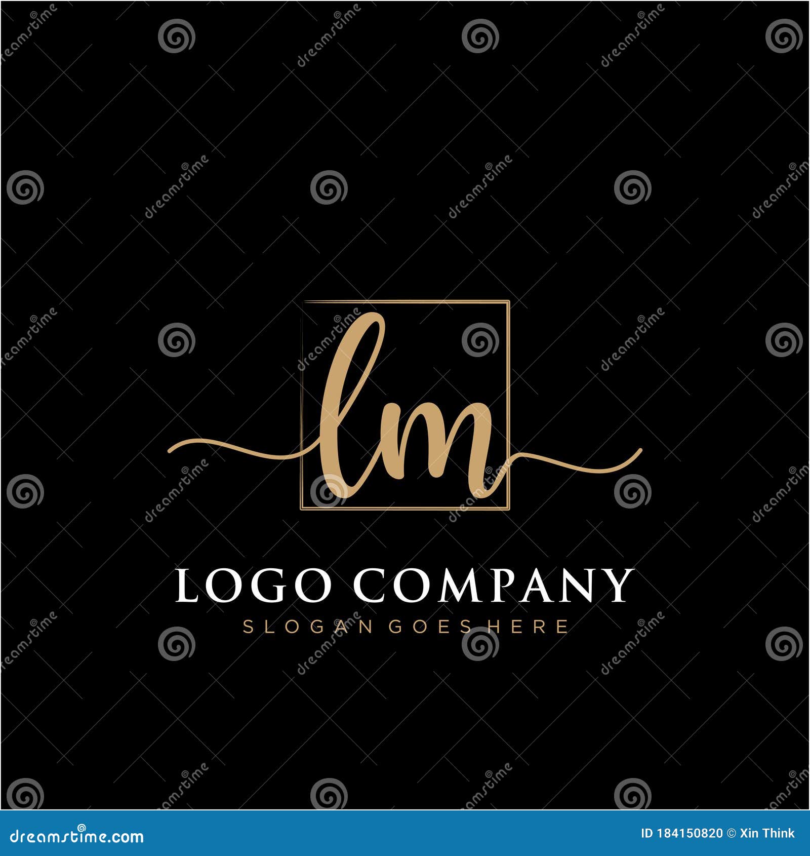 LM Initial Handwriting Logo with Rectangle Template Vector Stock Vector ...